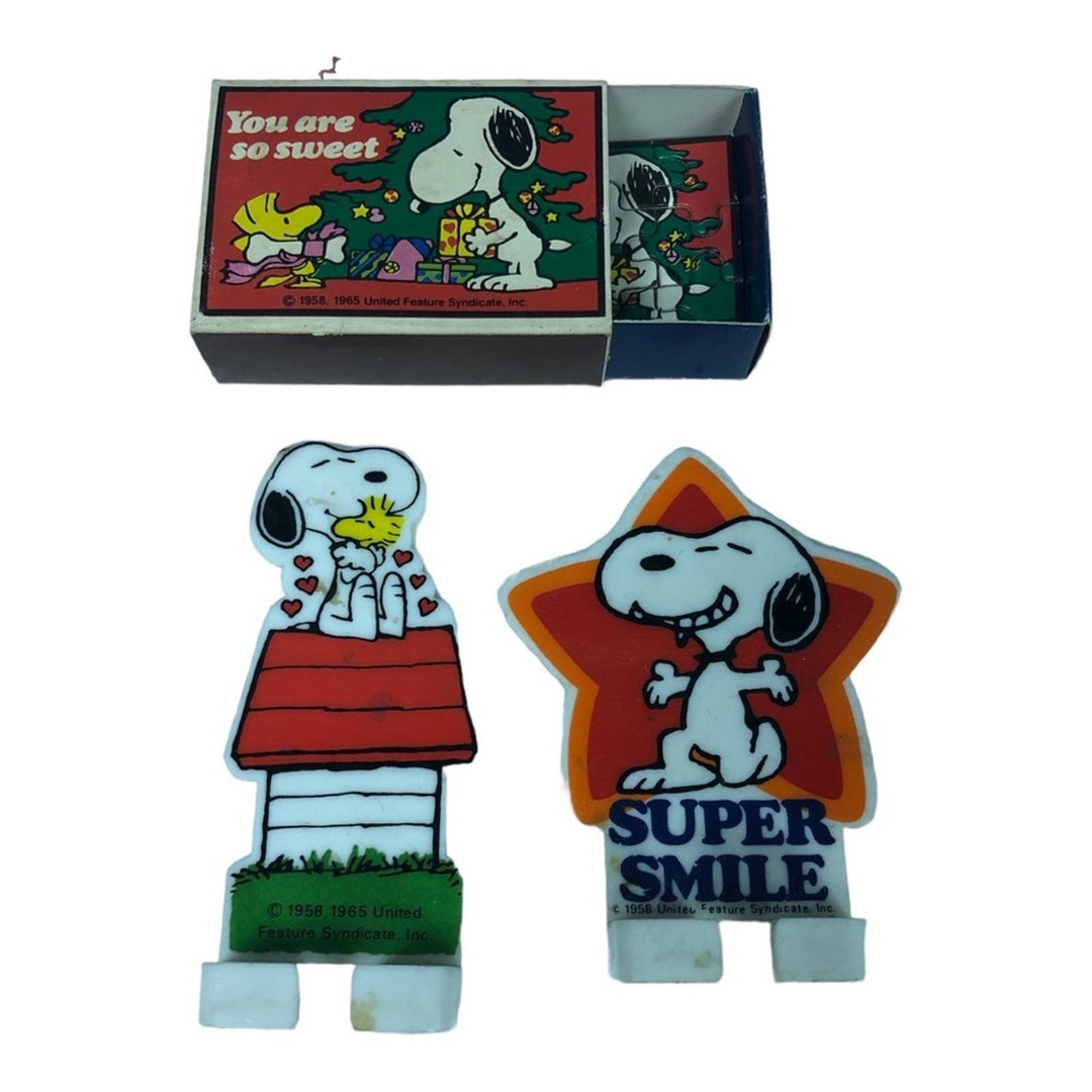 Lot of Vintage PEANUTS Toothbrush Holders + Mini Puzzle L in Box - Etsy
