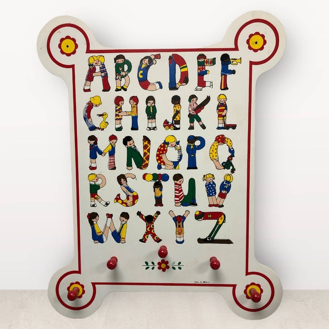 30” X 23” Vtg 1971 Alphabet Wall Art Nursery Room Bending Kids Letters ...