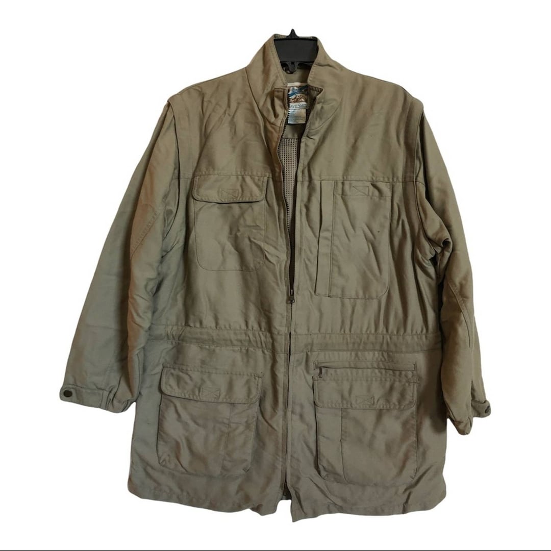 Vtg Travelsmith Safari Style Jacket Made in Hong Kong Khaki L Travel ...