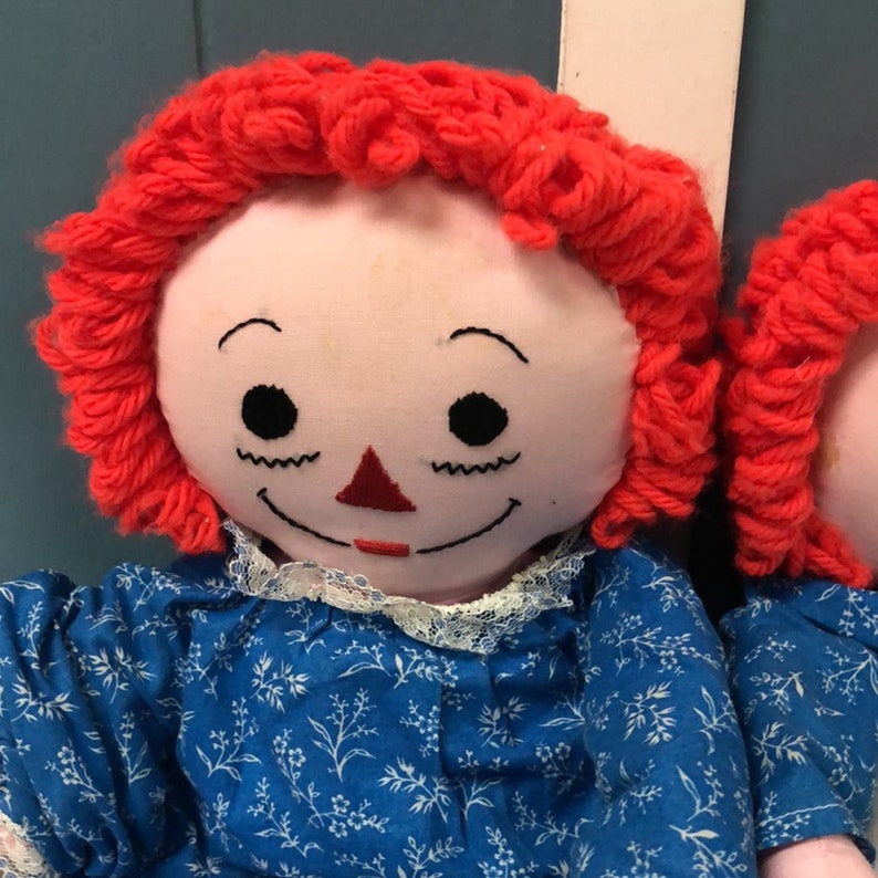 Vintage Handmade Raggedy Ann and Andy Plush 18” Dolls Cloth Rag Girl ...