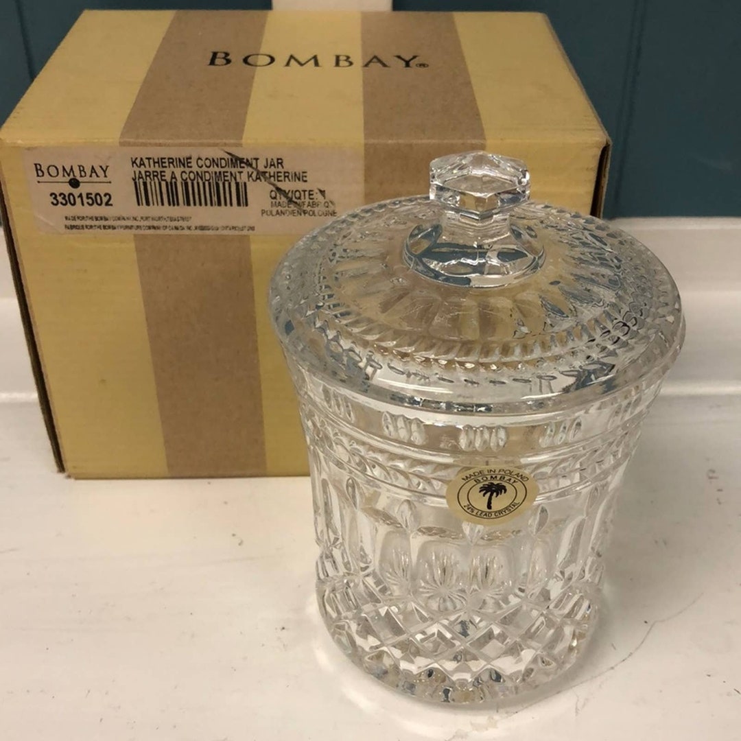 New Vintage Bombay Crystal Sugar Jam Jar 5” Condiment Containers ...