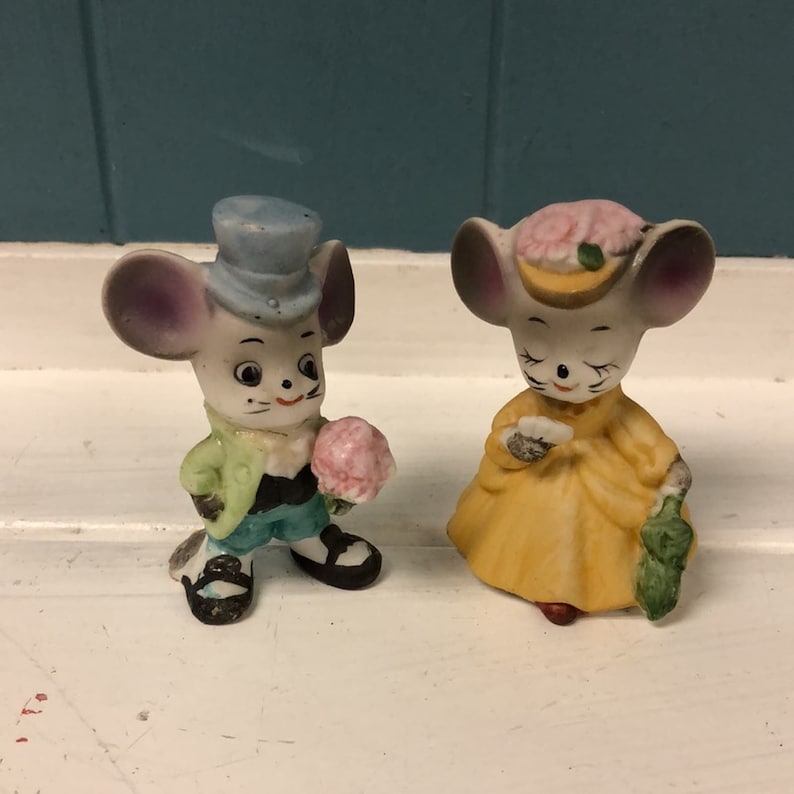 Vintage Mouse Figurines Set Collectibles 3" Cartoon Style Victorian Boy ...