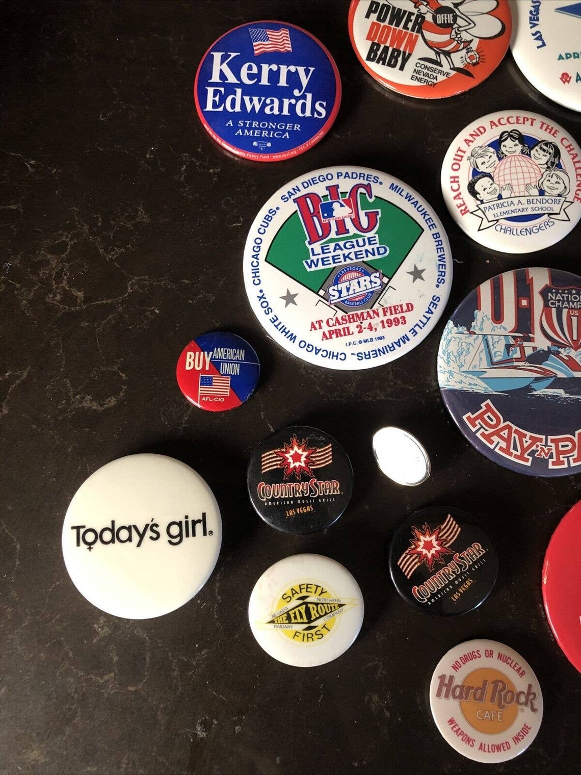 Lot of 26 VINTAGE 90s Buttons/enamel Pins Union Political School Hard ...