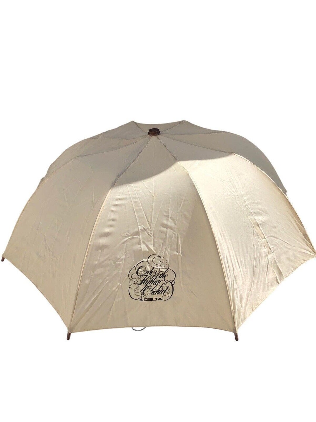 Vintage DELTA AIRLINES Order of the Flying Orchid Umbrella Tan and ...