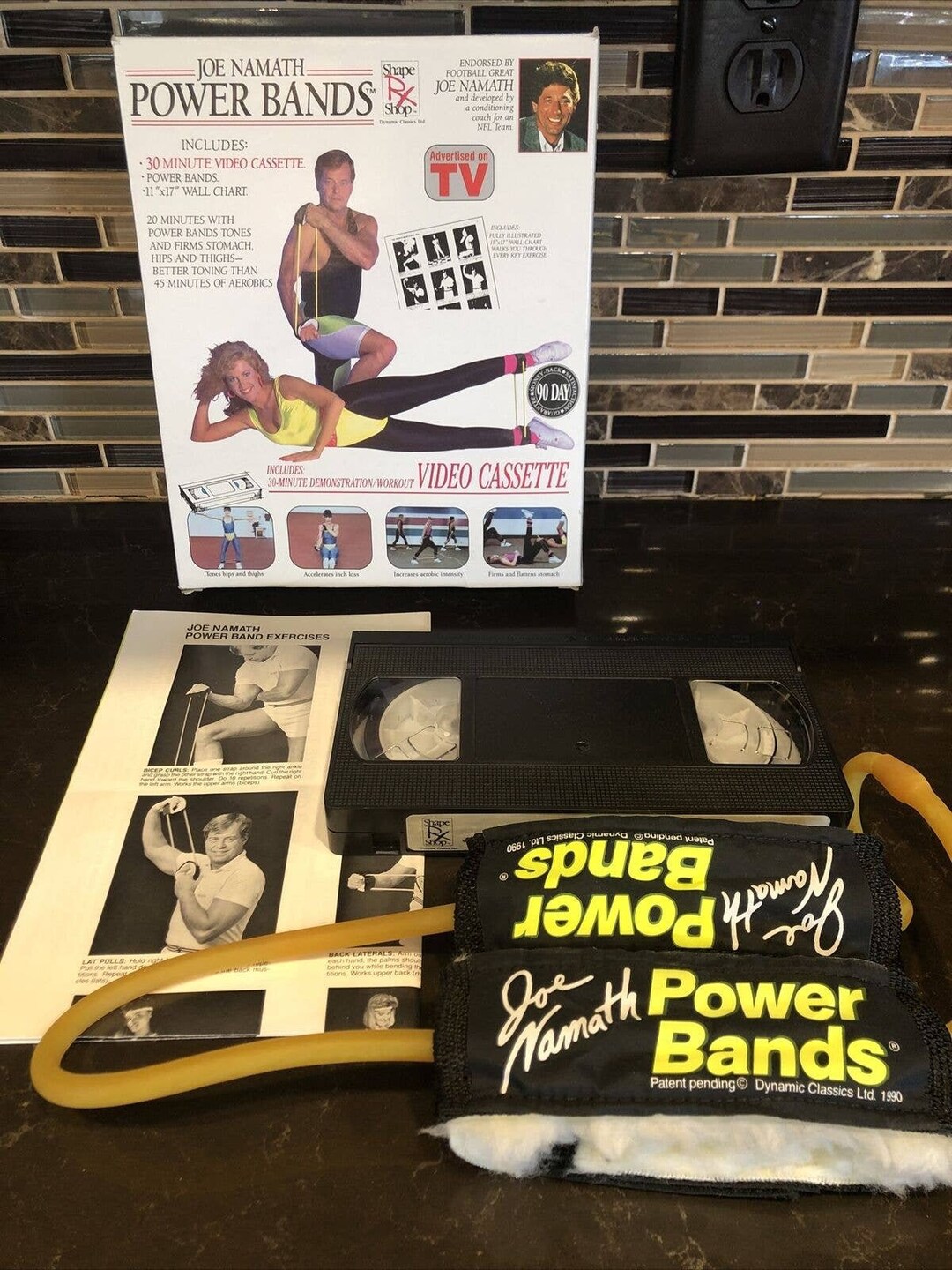 Vintage 1990 Joe Namath Power Bands Workout Video & Resistance Band ...