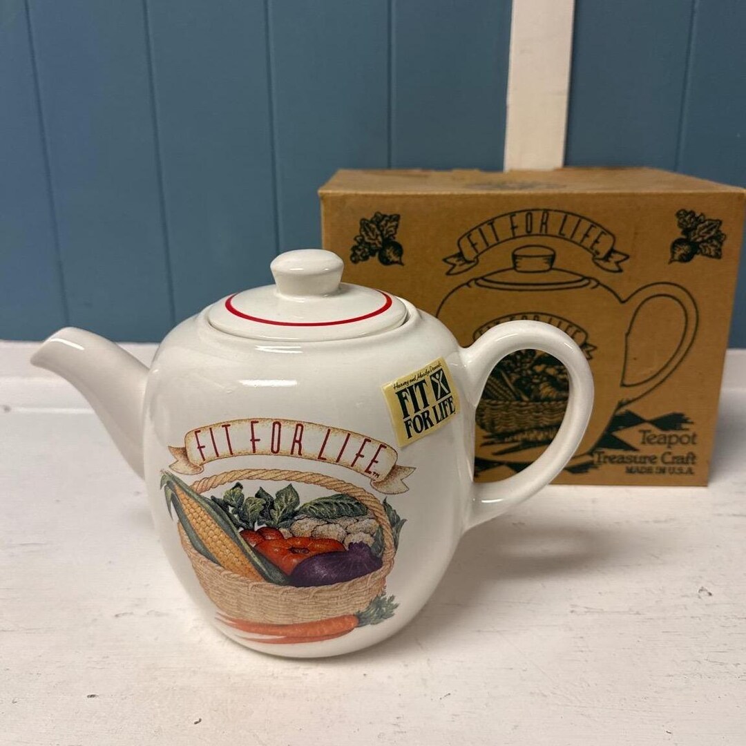 Fit for Life Teapot Treasure Craft W/ Box Vegetable Basket Vintage ...