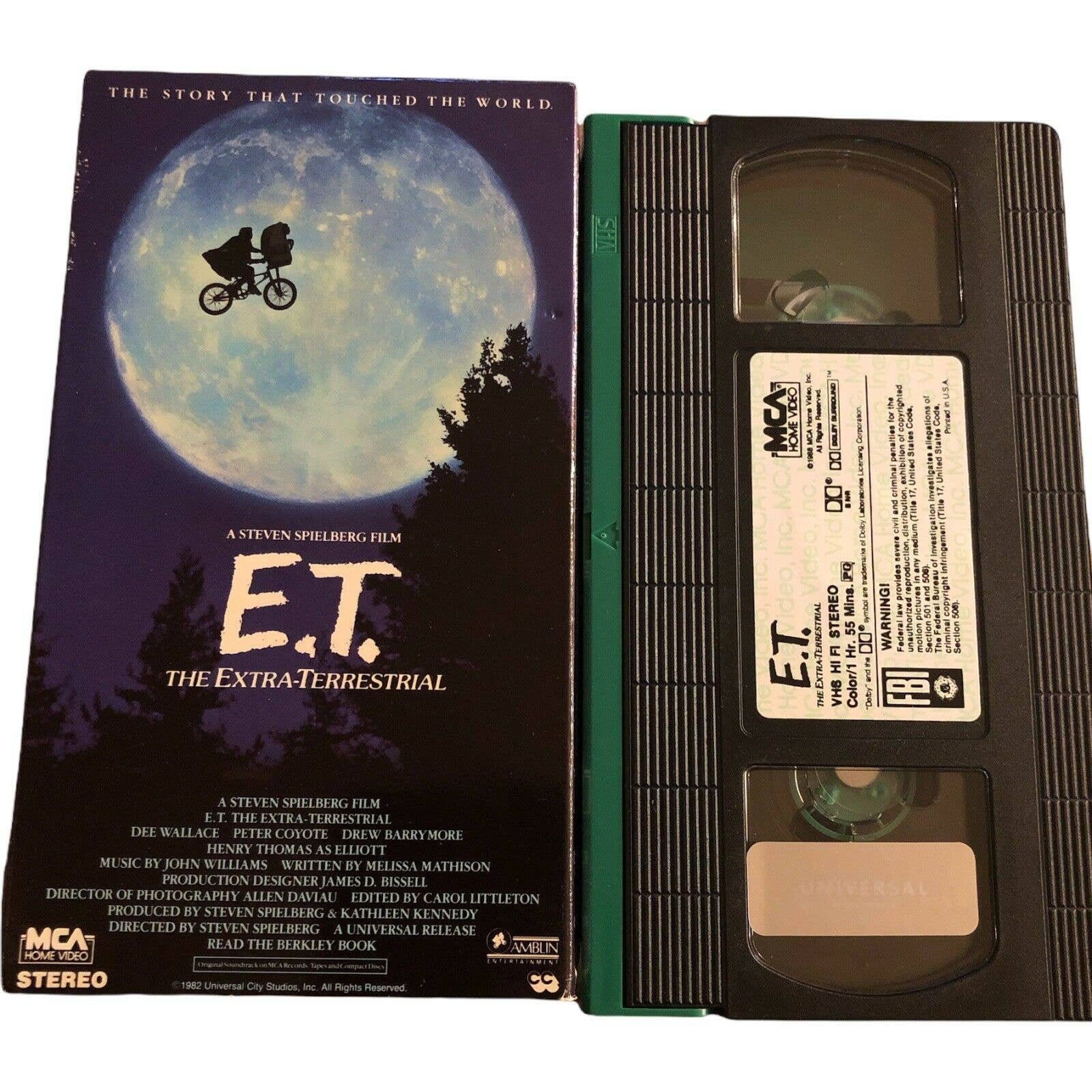 E.T. the Extra-terrestrial VHS Video Cassette 1988 Rare Green Tape VTG ...