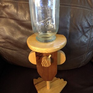 Vtg Handmade Wood Candy Nut Treat Dispenser Glass Mason Jar Big Nose ...