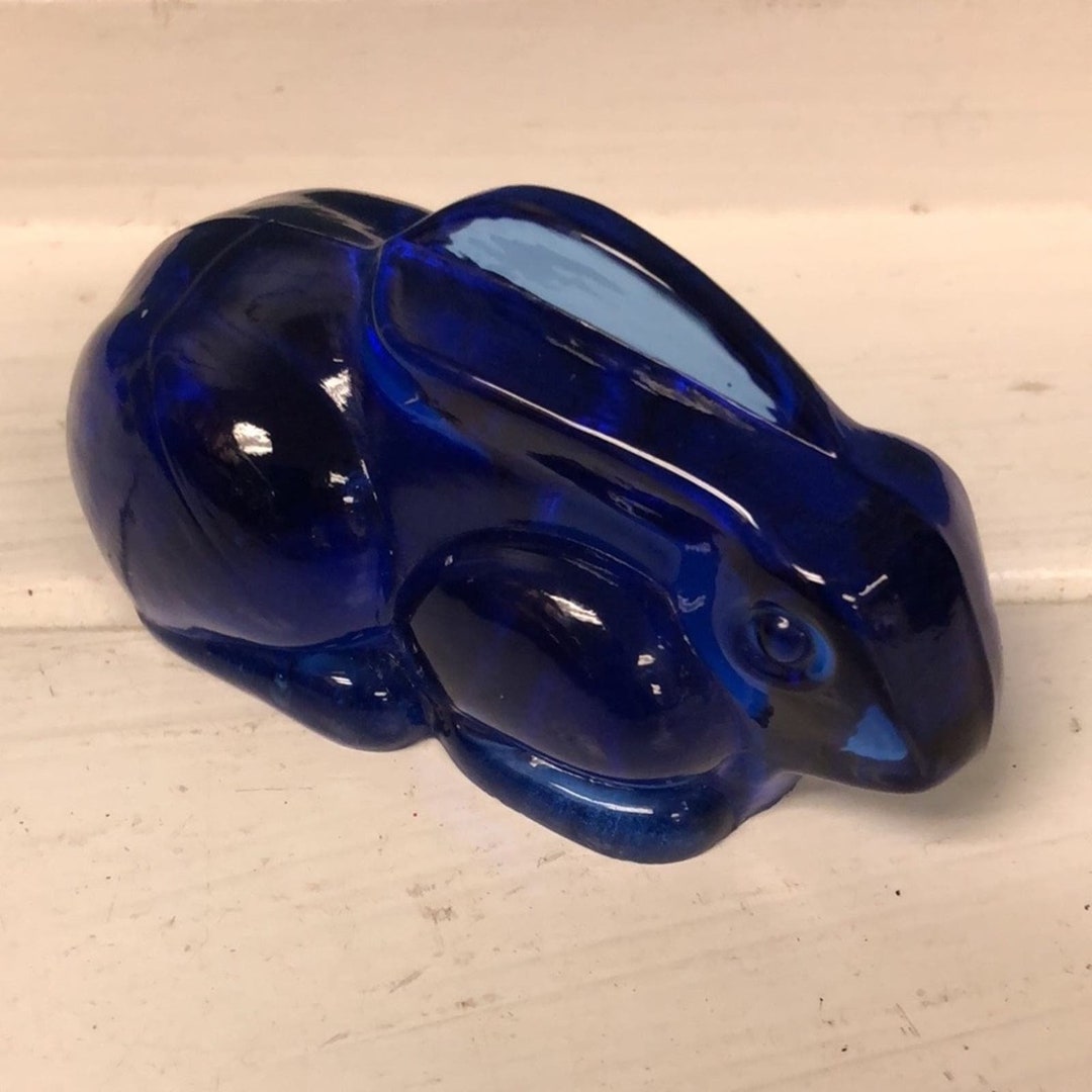 VINTAGE COBALT BLUE 4 Bunny Rabbit Glass Paperweight - Etsy