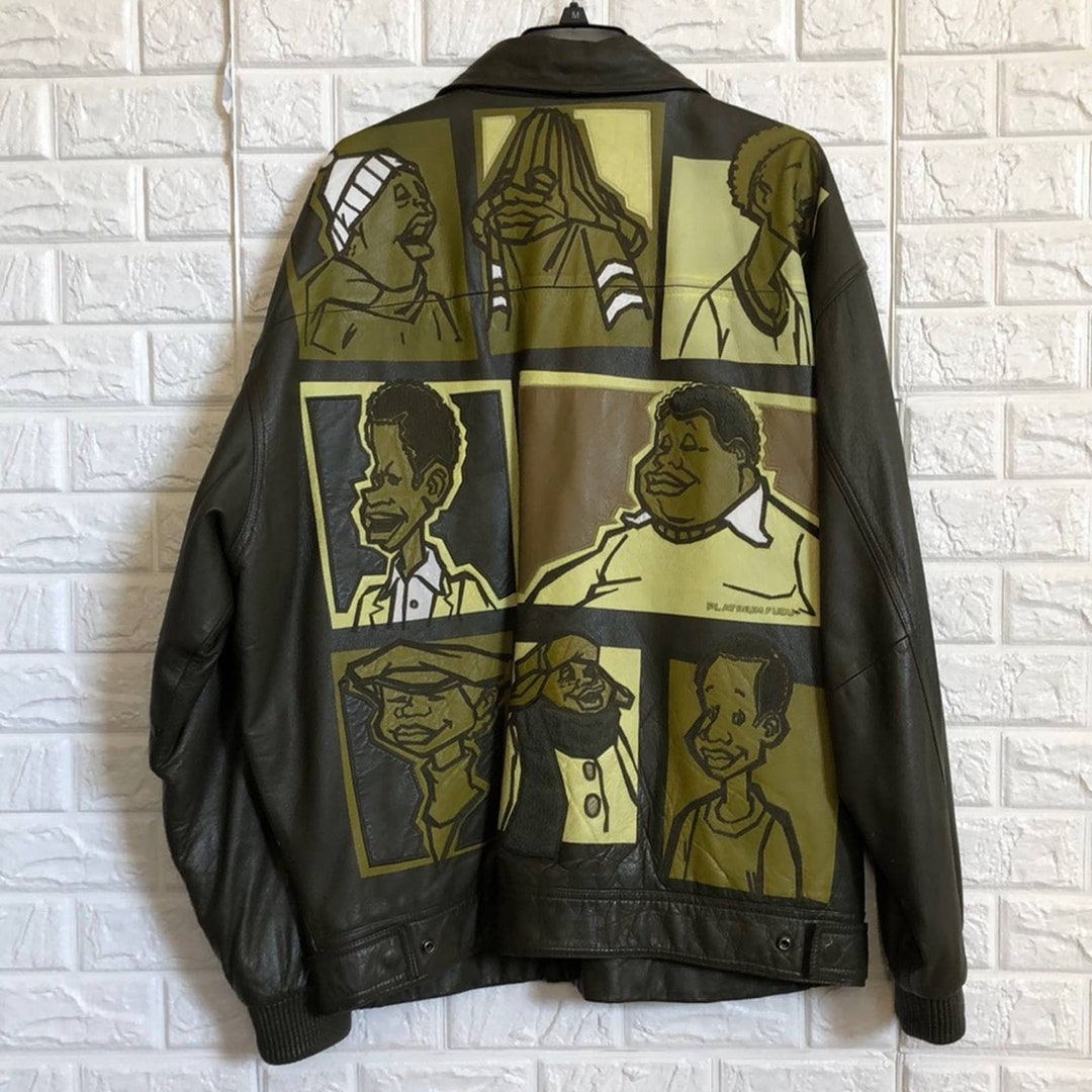 Rare Vintage FUBU Platinum Fat Albert Olive Fine Leather Bomber Jacket ...