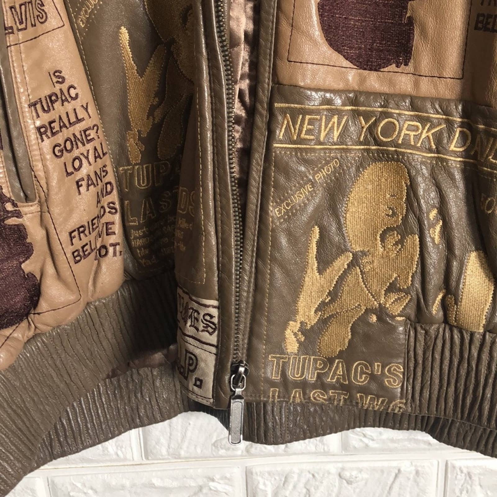 RARE Vtg 90's Raw Flavor Tupac 2pac Shakur Leather Collectible Bomber ...