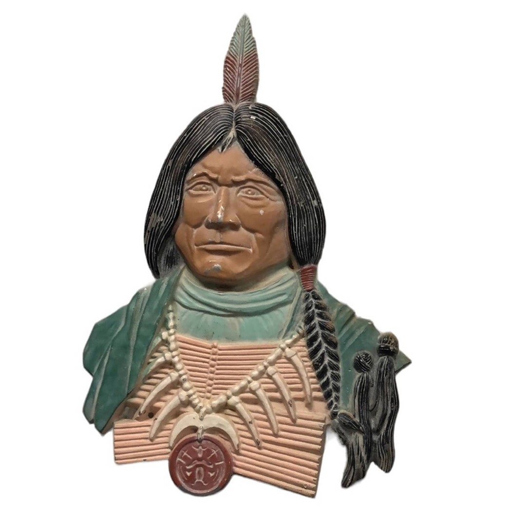 Vtg 13” CAST IRON INDIAN Native American Wall Hanging by Sexton Made in ...