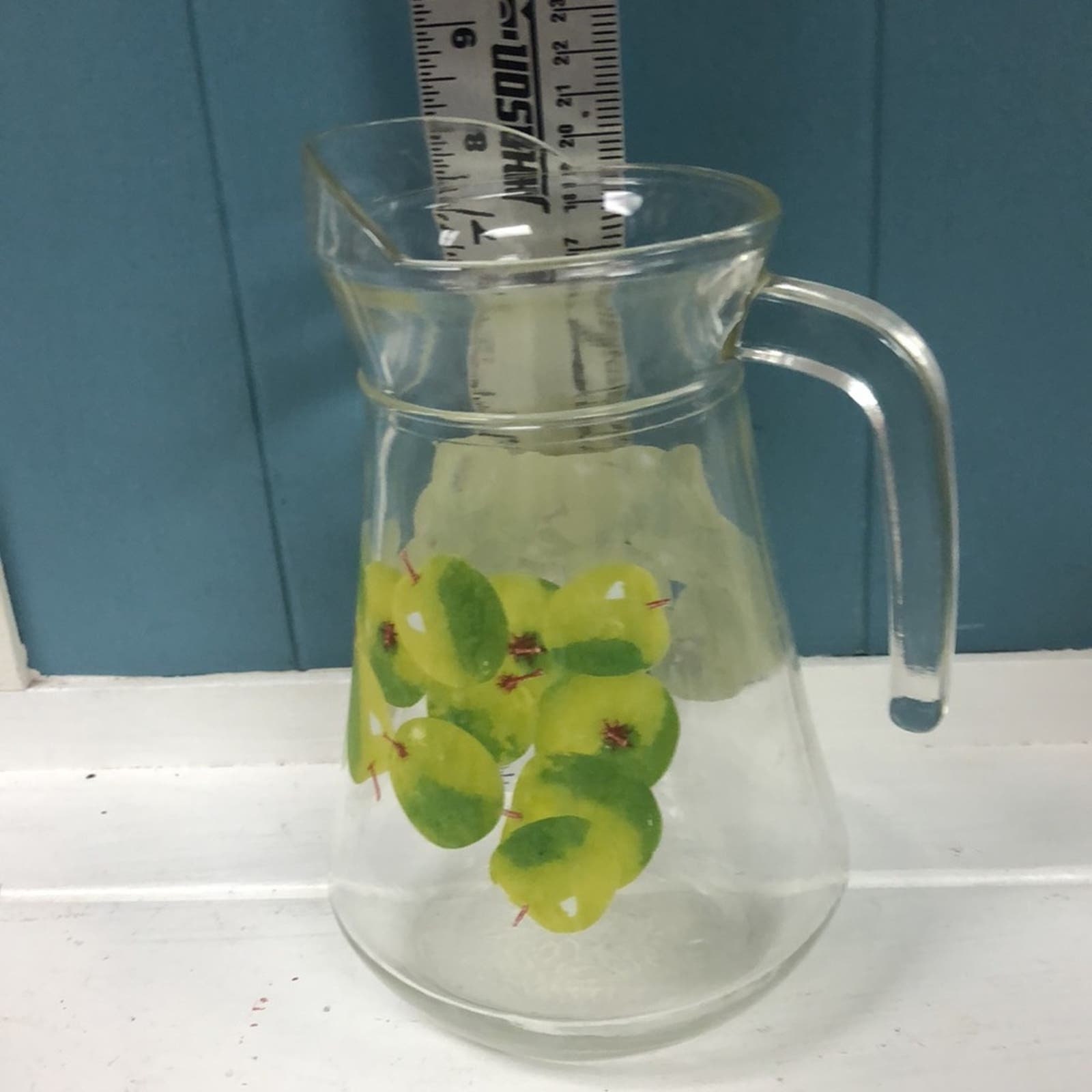 Vintage 8” Glass Green Apple Juice Pitcher - Etsy