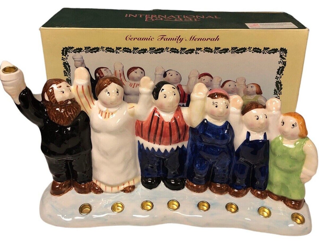 Vintage Judaica Hanukkah Ceramic Dancing Family Menorah New 11” X 7 ...