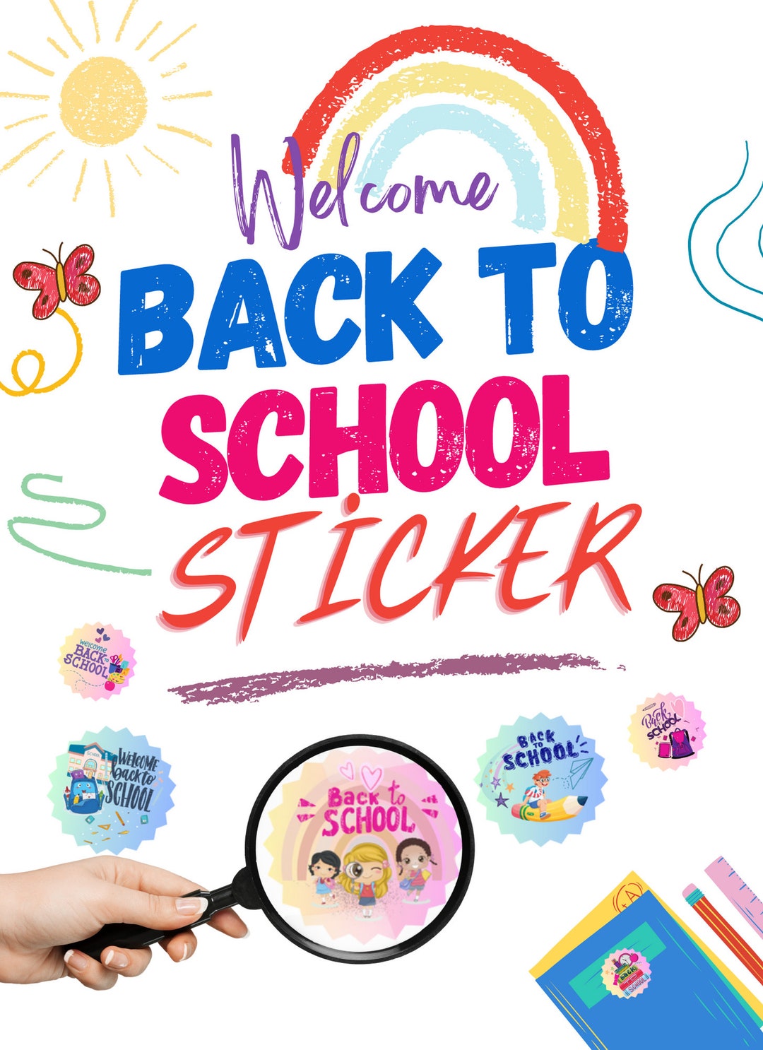 Back to School Sticker, School Sticker Design, School Sticker, Cute ...