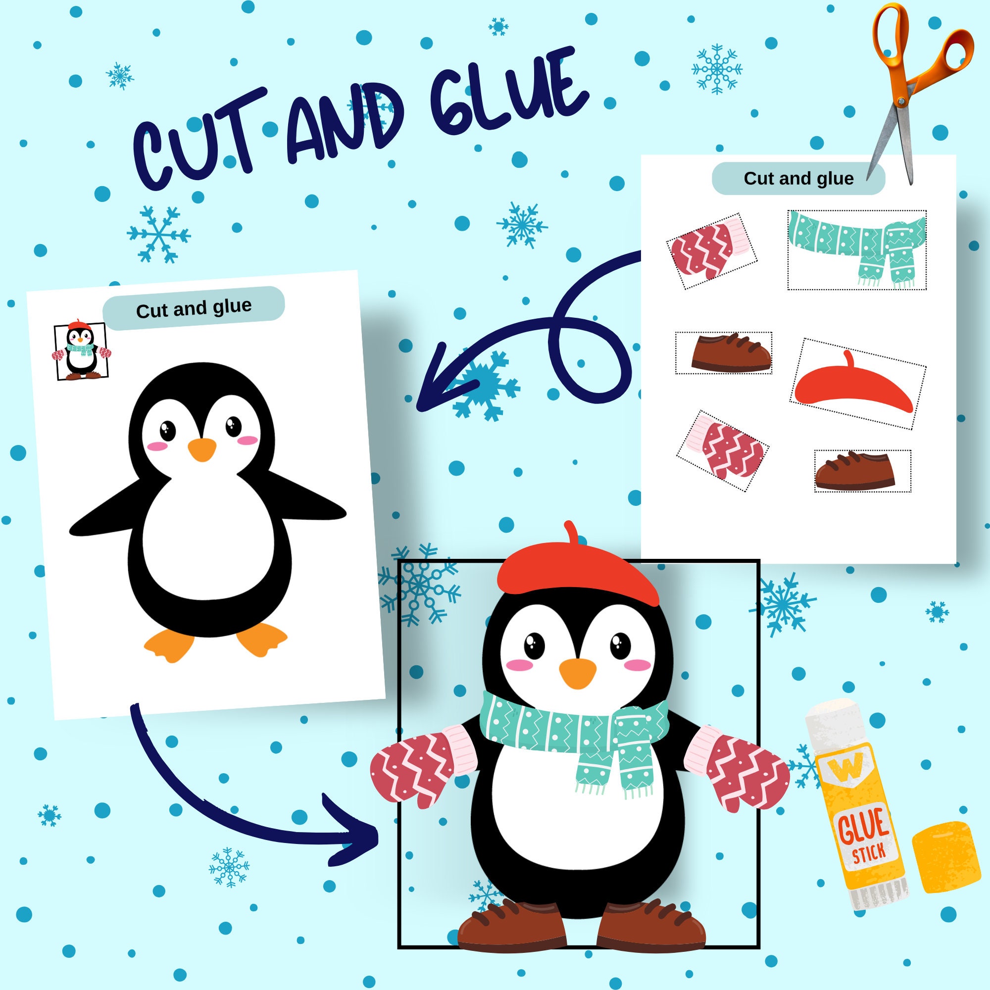 Cute Penguin 'cut and Paste' Activity Book Funny - Etsy