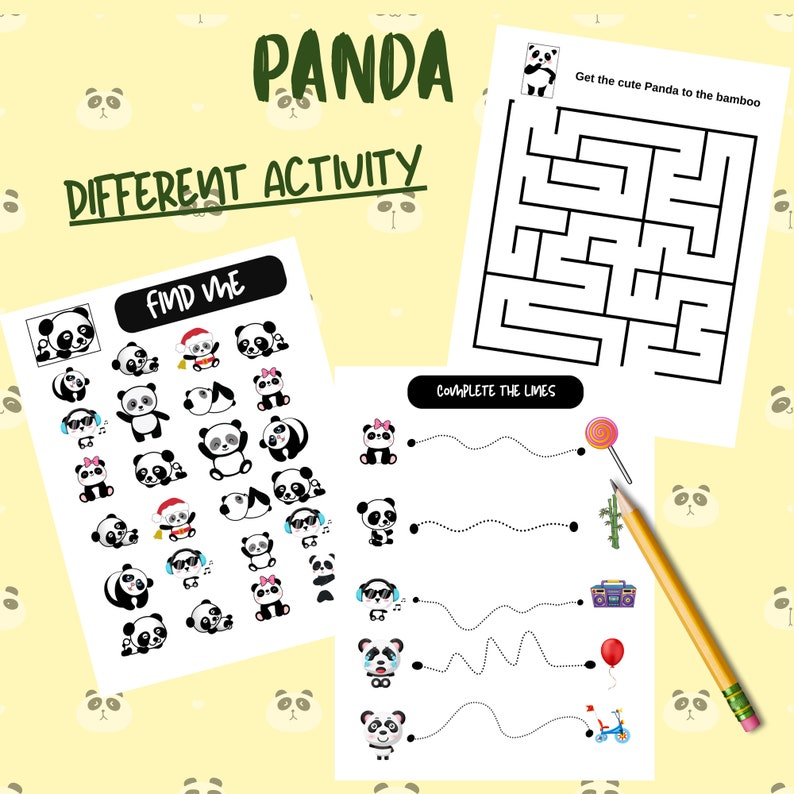 Panda DIY Craft Activity PDF File Fun Motor Skill Games With Cute ...