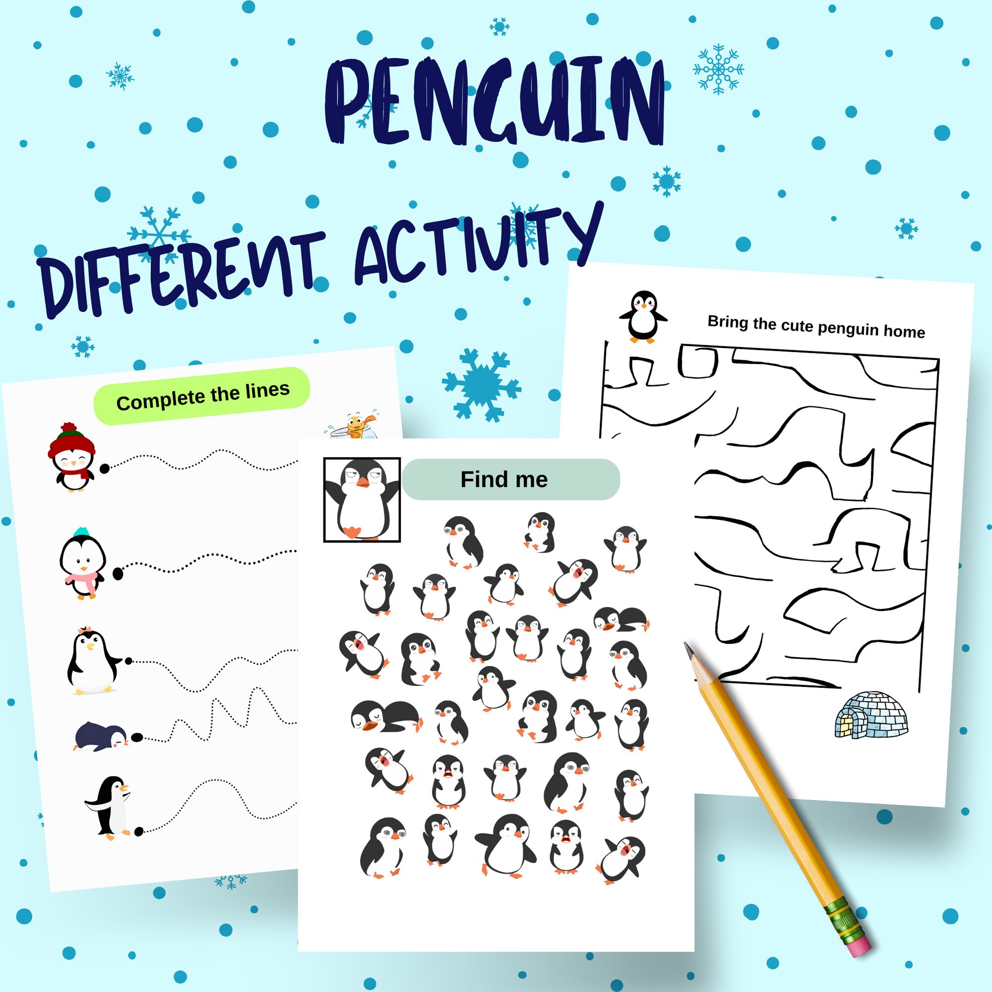 Cute Penguin 'cut and Paste' Activity Book, Funny Penguin Activity Book ...