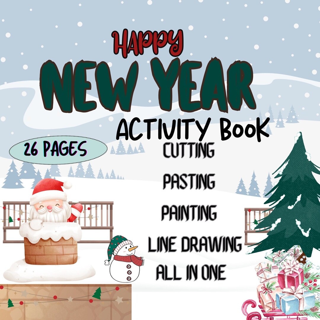2024 Happy New Year Activity Book, Santa Claus Themed Preschool and ...