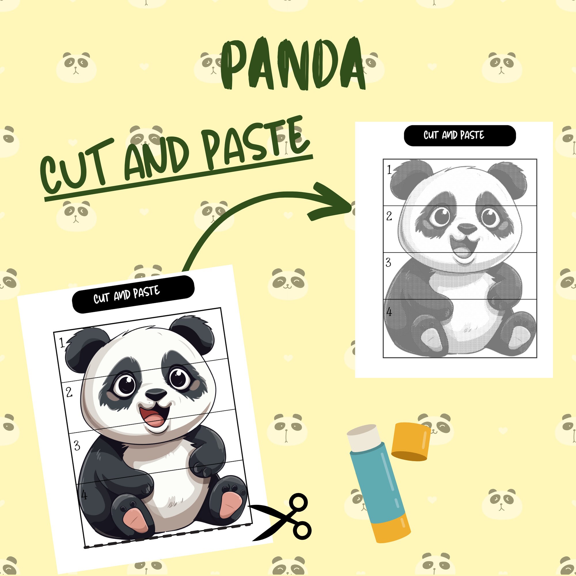 Panda DIY Craft Activity PDF File Fun Motor Skill Games With Cute ...