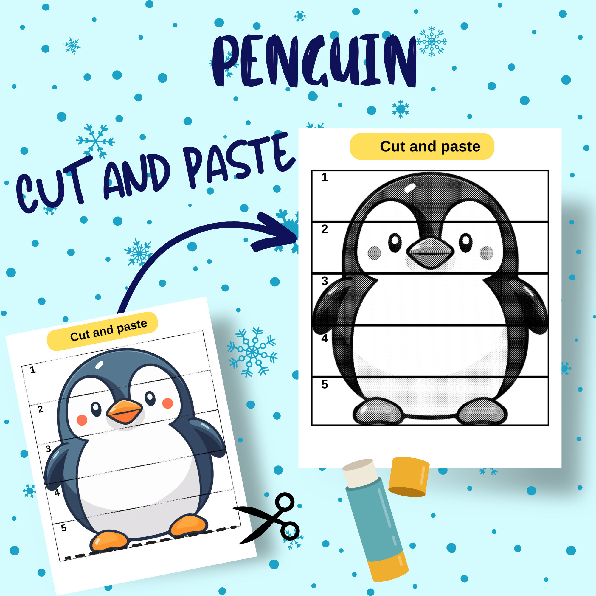 Cute Penguin 'cut and Paste' Activity Book Funny - Etsy
