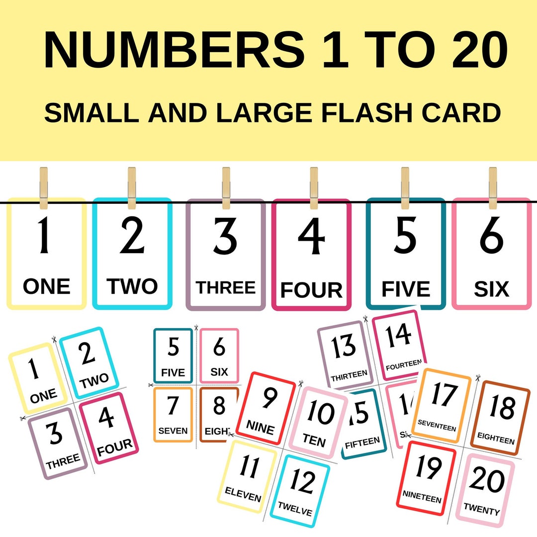 Números de tarjetas didácticas del 1 al 20: Haga que el - Etsy España