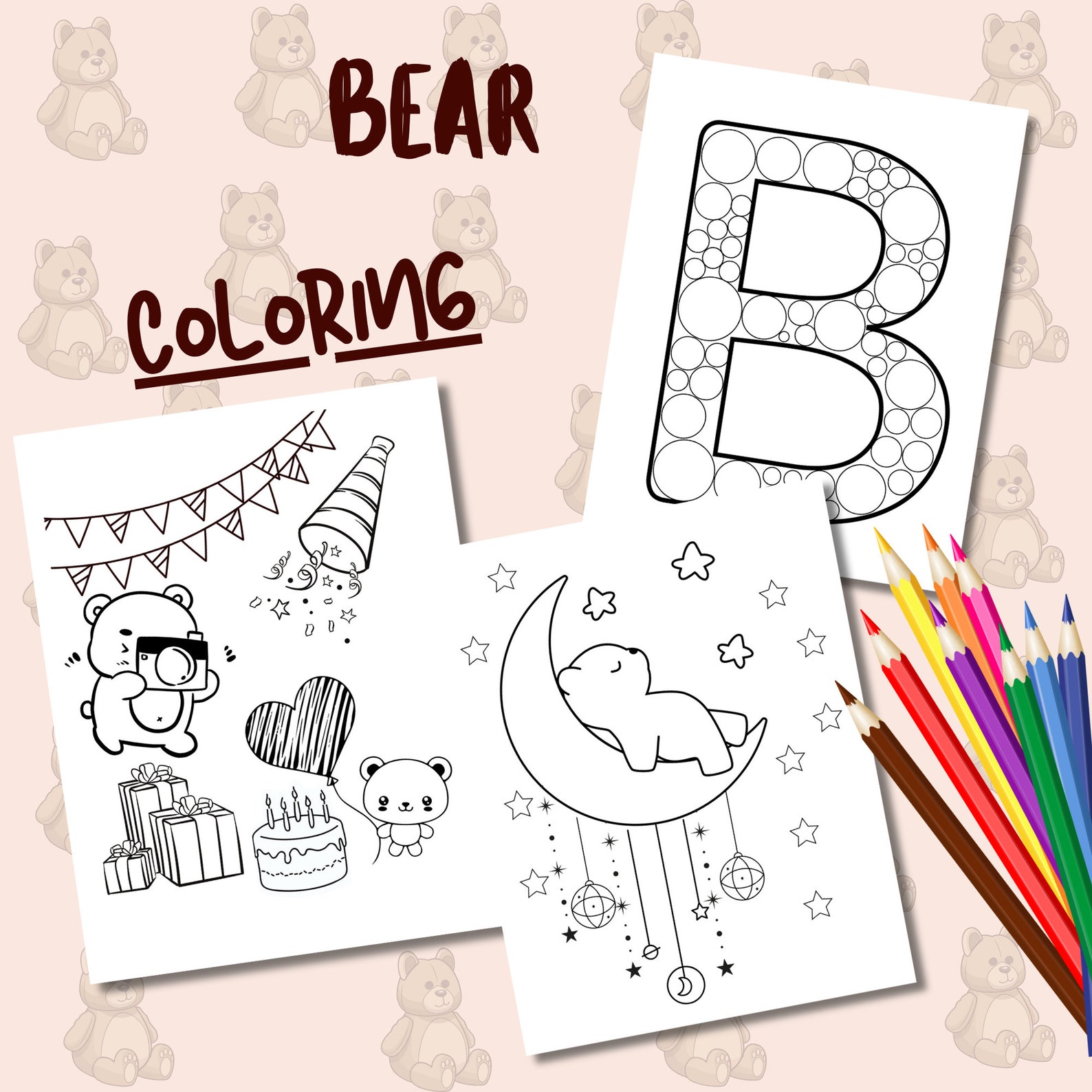 Cute Bear-themed Activity Book for Children, Which Includes Fun ...