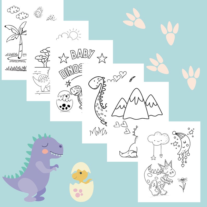 Cute Dinosaur Inspirational Coloring Book for Kids, Dinosaur Themed ...