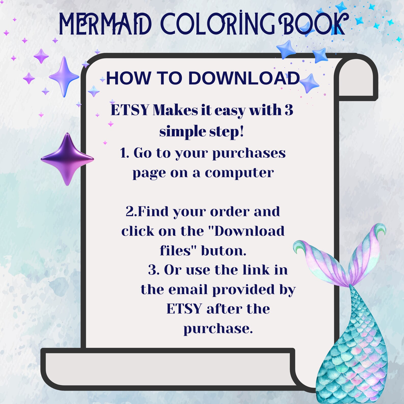 Cute Mermaid Coloring Book for Kids, Cute Mermaid Themed Mermaid ...