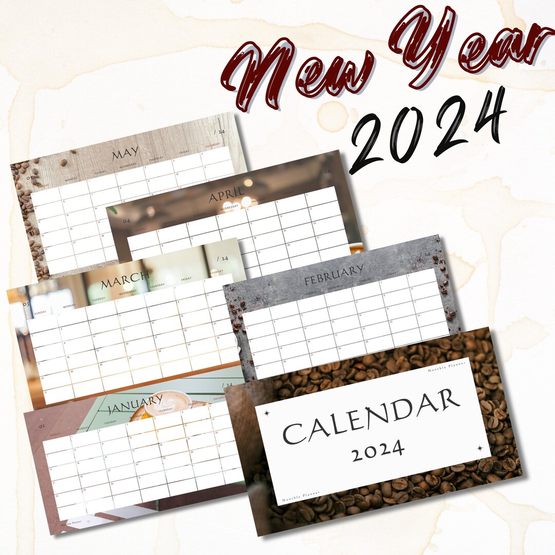 New Year 2024 Calendar, Calendar for Coffee Lovers, Calendar for Coffee ...