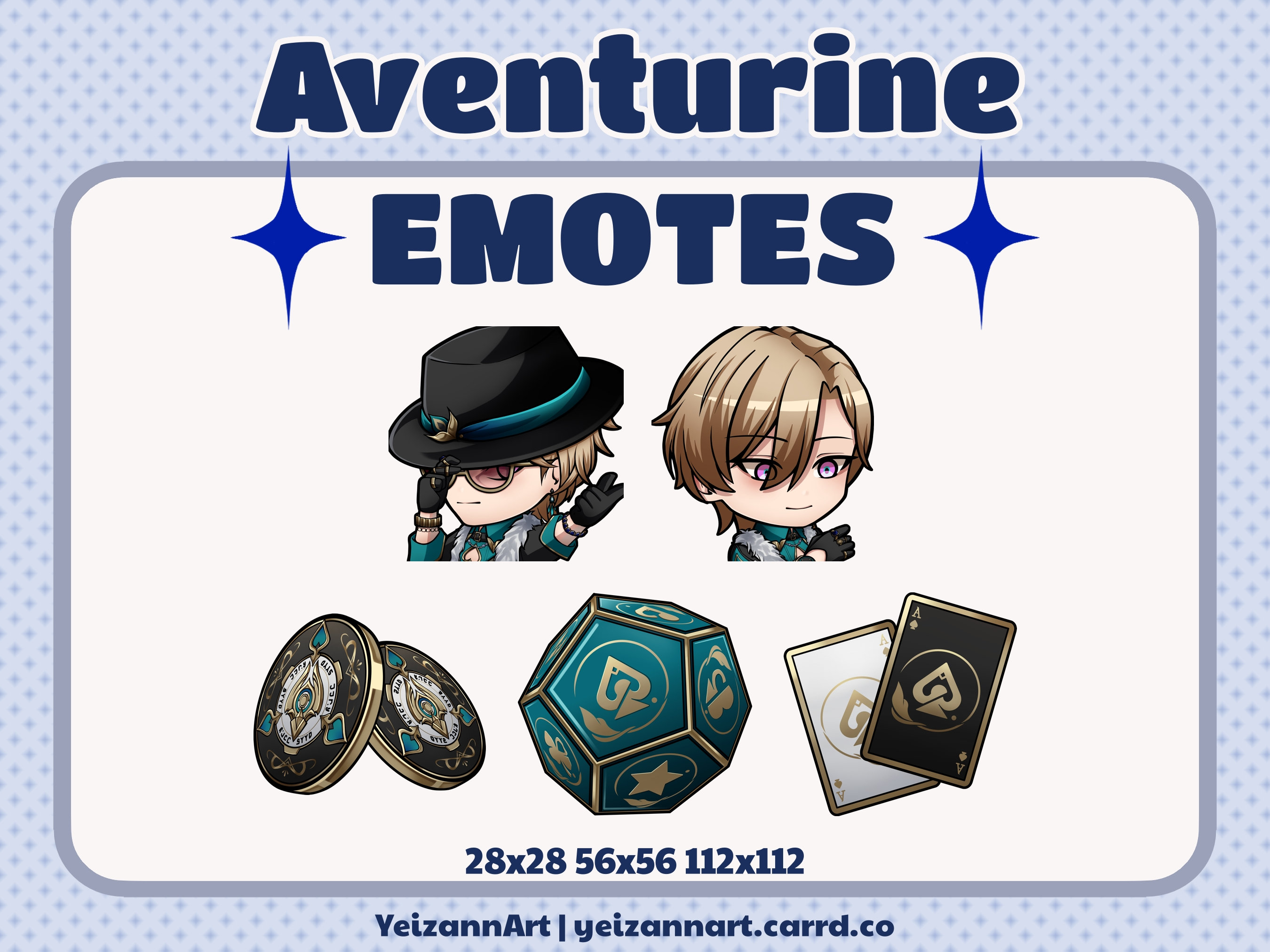 Honkai Star Rail Aventurine Emotes Set, for Twitch, Discord, Youtube ...
