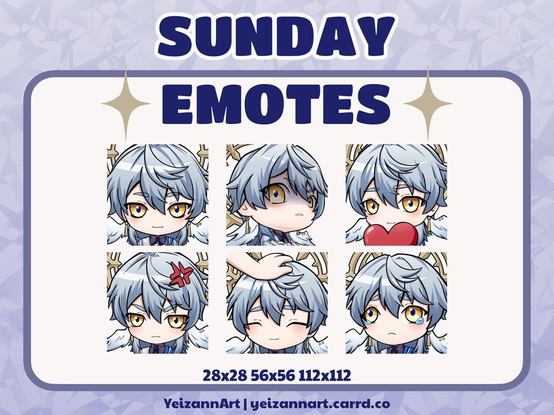 Honkai Star Rail Sunday Emotes Set, for Twitch, Discord, Youtube ...