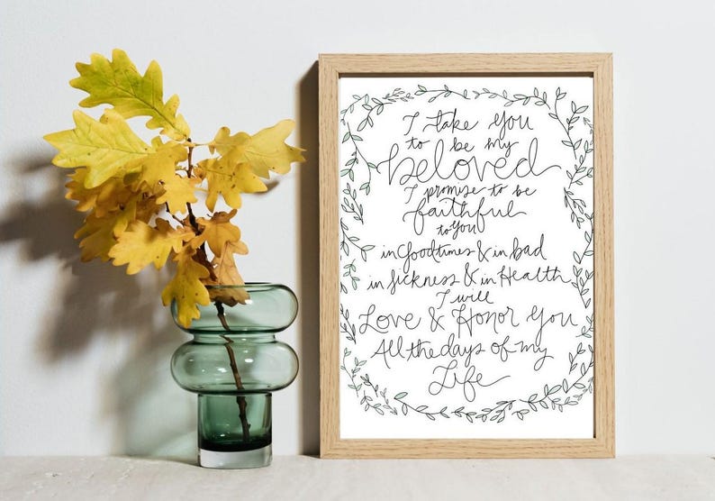 Traditional Wedding Vows - DIGITAL DOWNLOAD - Catholic, Simple Sage ...