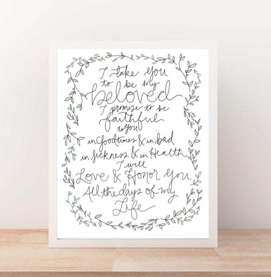 Traditional Wedding Vows - DIGITAL DOWNLOAD - Catholic, Simple Sage ...