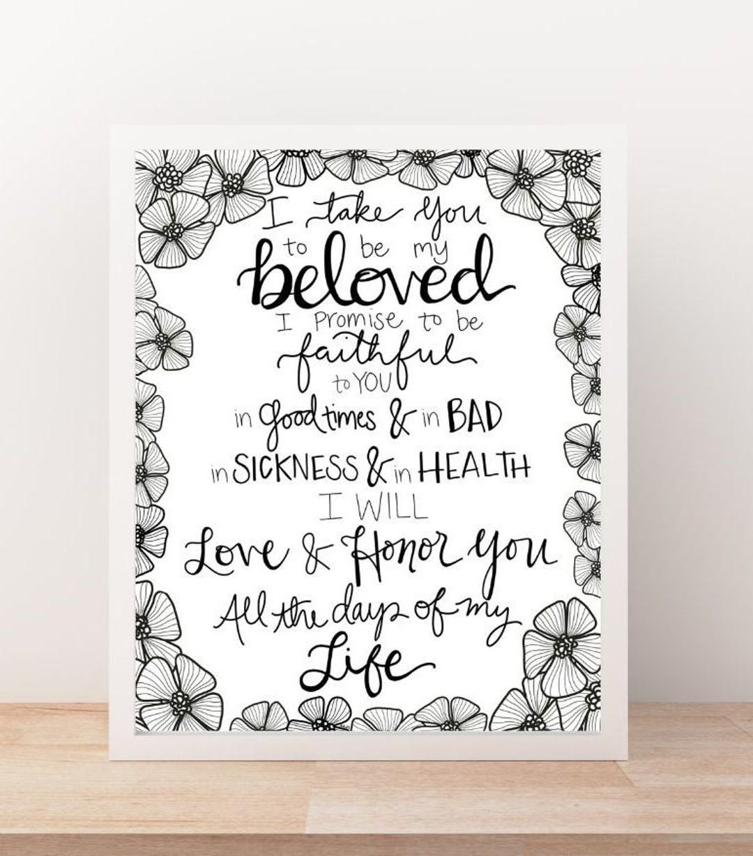 Traditional Wedding Vows - DIGITAL DOWNLOAD - Catholic, Bold, B&w ...