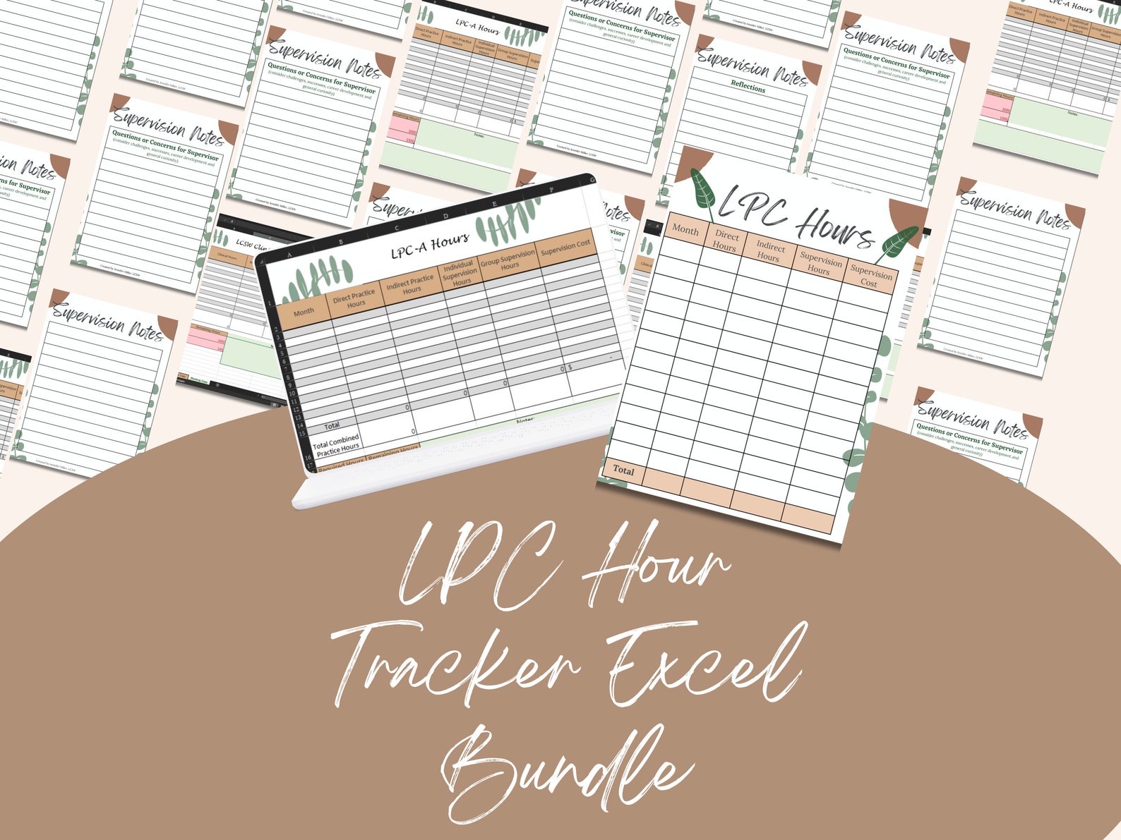 LPC Hour Tracker Excel Bundle | Supervision Notes | Supervision Hour ...