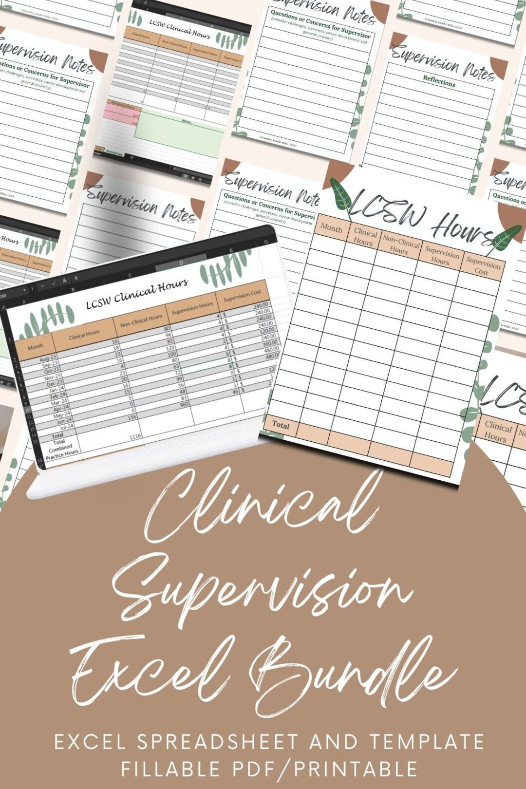 Digital LCSW Clinical Supervision Excel/pdf Bundle| Supervision Notes ...