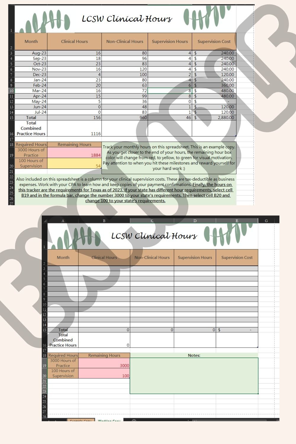 Digital LCSW Clinical Supervision Excel/pdf Bundle| Supervision Notes ...