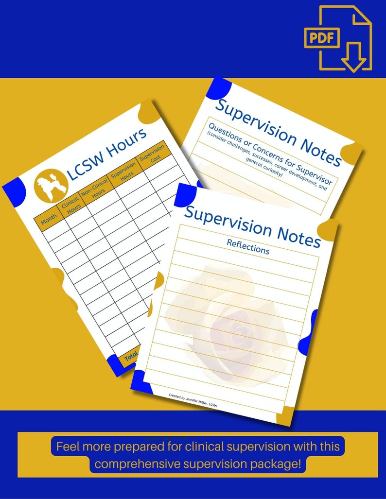 Royal Blue and Gold LCSW Clinical Supervision Package Supervision Notes ...