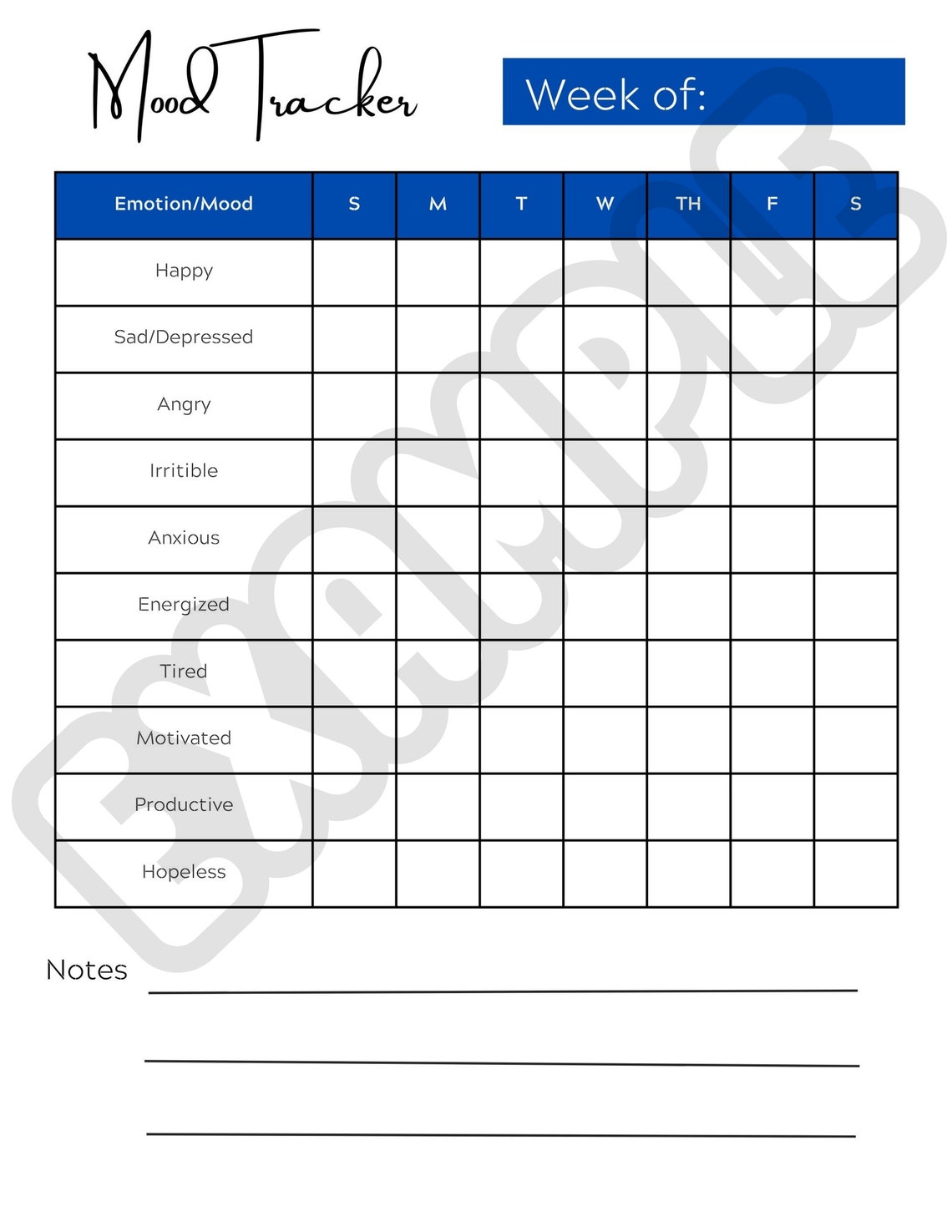 Mood and Trigger Tracker Mental Health Tracker - Etsy