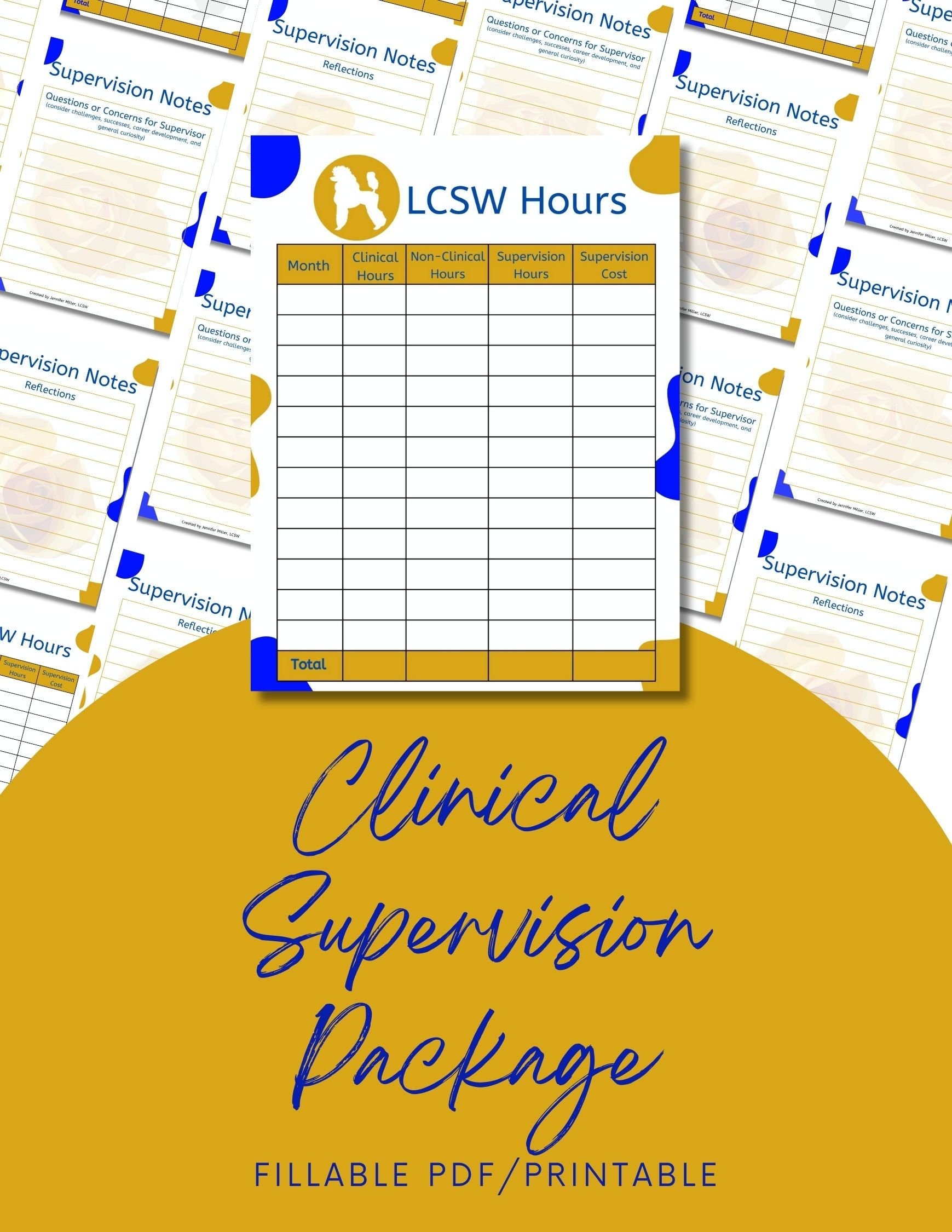 Royal Blue and Gold LCSW Clinical Supervision Package Supervision Notes ...