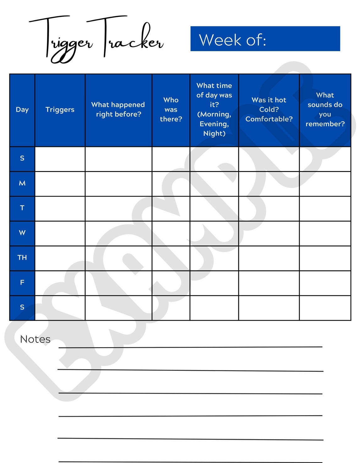 Mood and Trigger Tracker Mental Health Tracker - Etsy