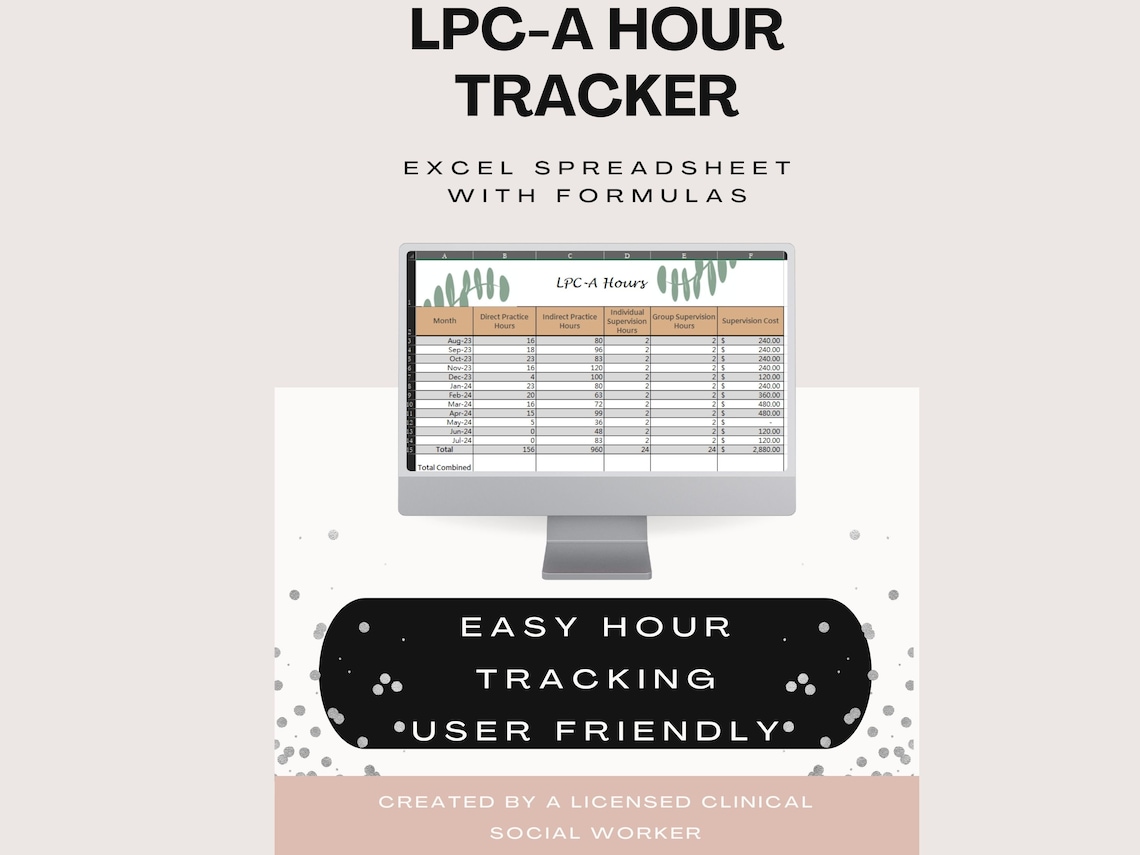 LPC | LPC-A Hour Tracking/supervision Hours Excel Spreadsheet - Etsy