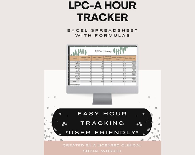 LPC | LPC-A Hour Tracking/supervision Hours Excel Spreadsheet - Etsy