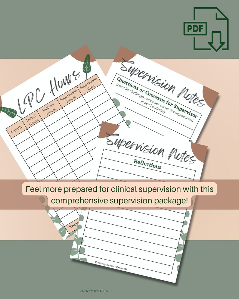 LPC Hour Tracker Excel Bundle | Supervision Notes | Supervision Hour ...