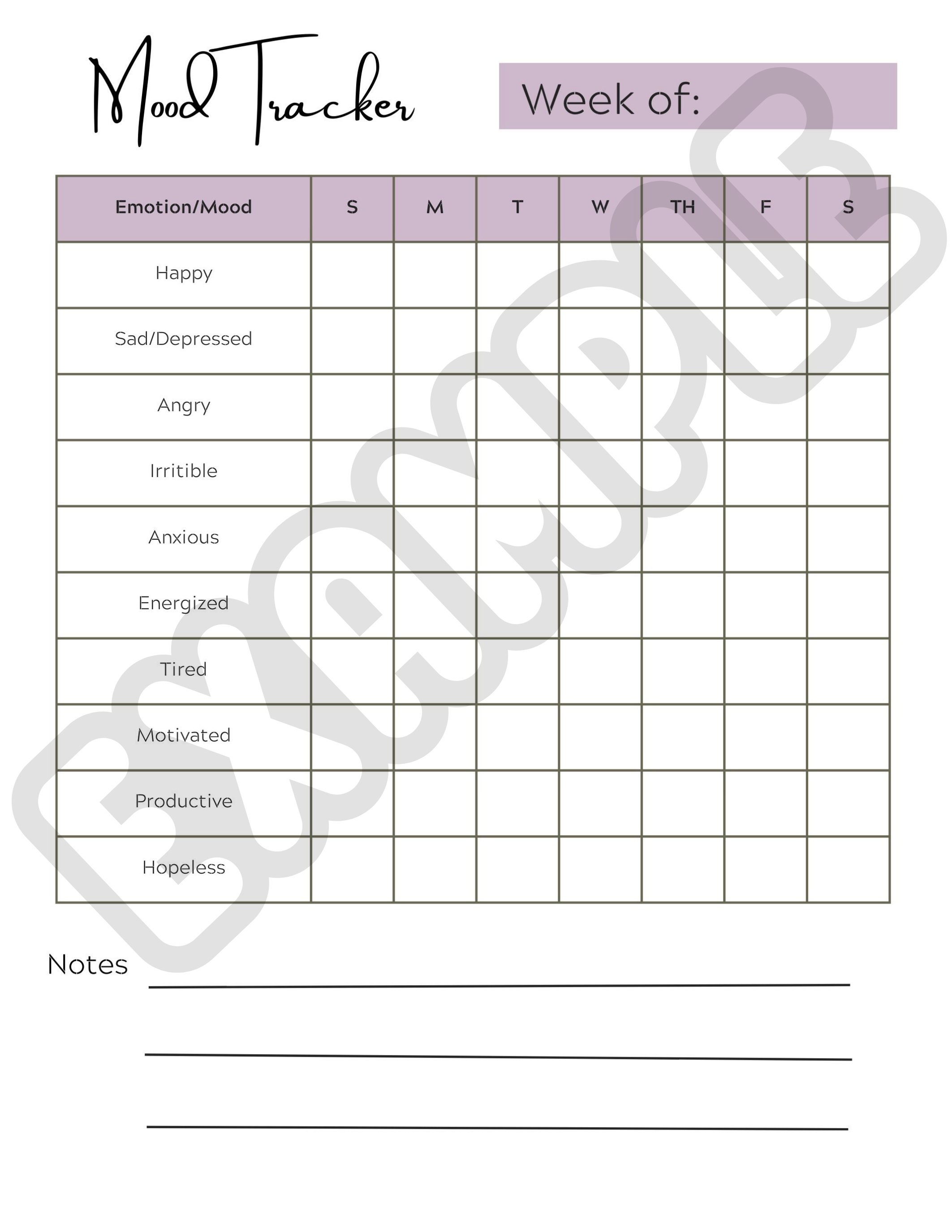 Mood and Trigger Tracker | Mental Health Tracker - Etsy