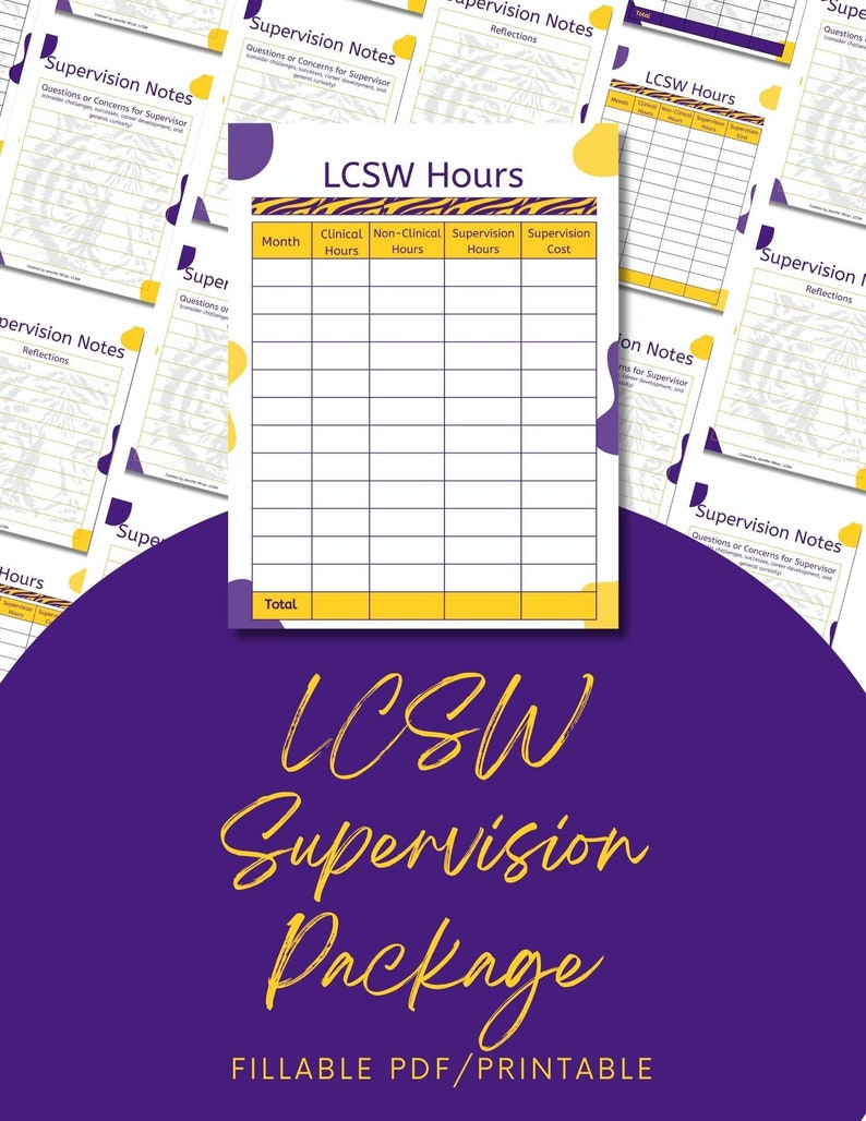 Purple and Gold LCSW Clinical Supervision Package Supervision Notes ...