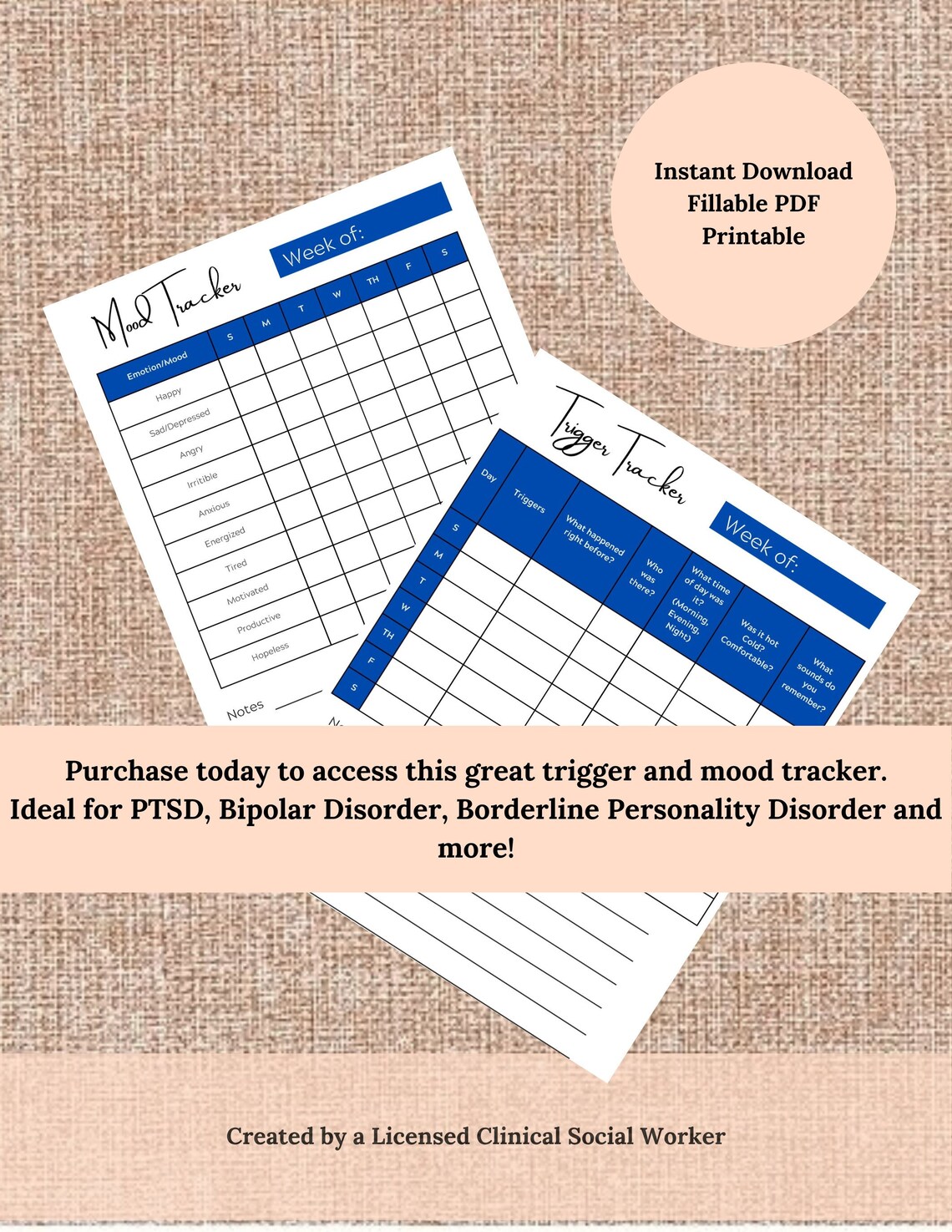 Mood and Trigger Tracker Mental Health Tracker - Etsy