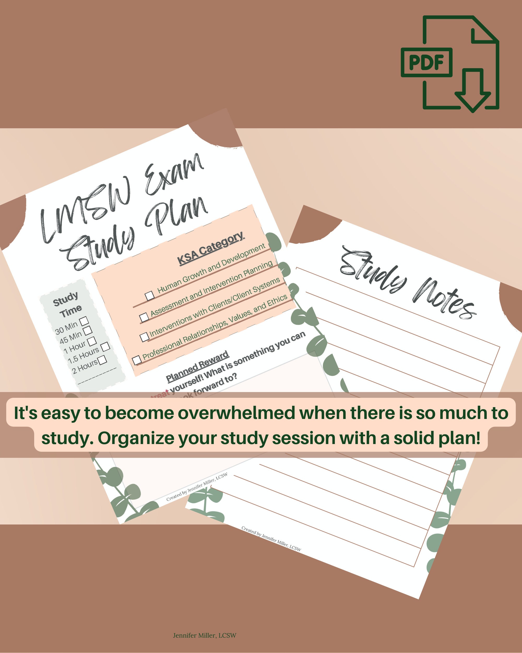 LMSW Exam Study Planner| ASWB Exam Prep | Social Work Exam Study Notes ...