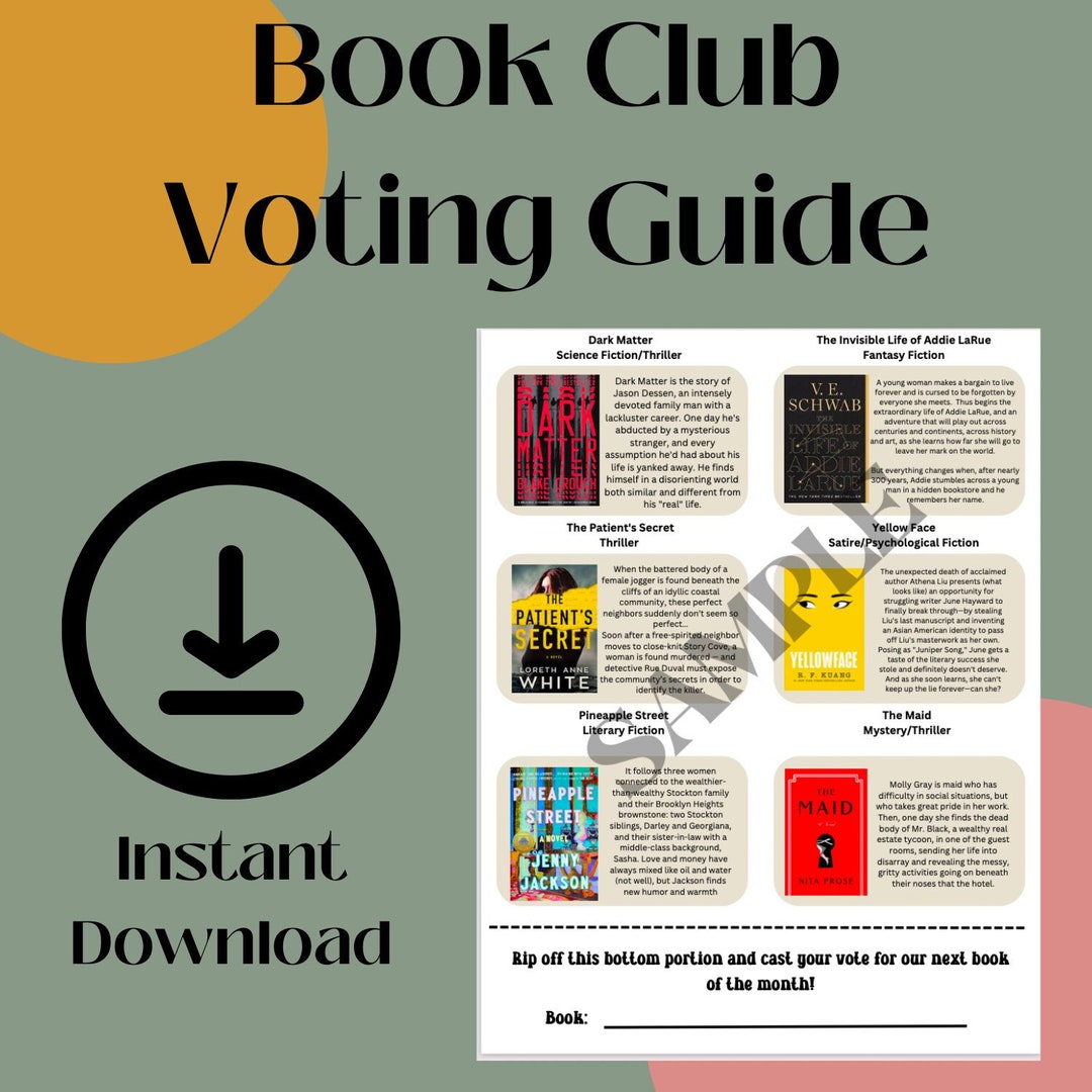 Book Club Voting Sheet - Etsy